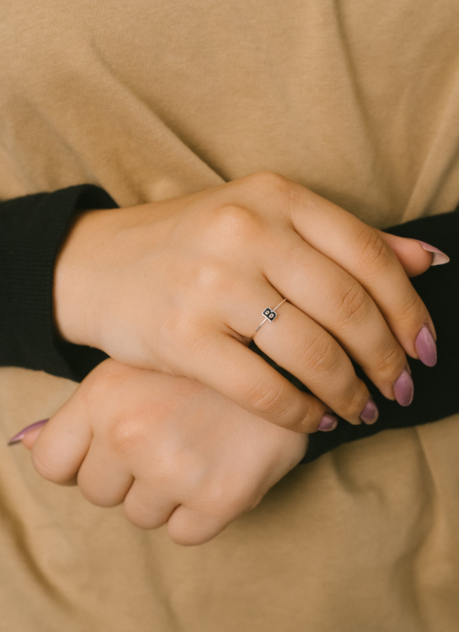Enamel Letter Stacker Ring from RIVA New York, A to I - Custom Jewelry